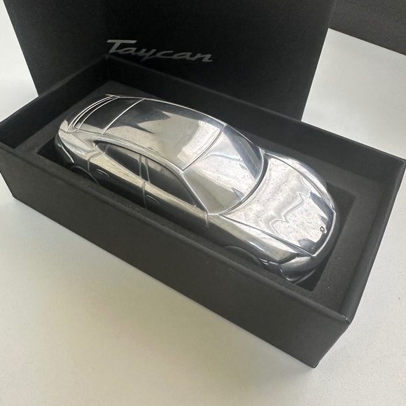 Porsche Design | Office | Porsche Taycan Aluminum Chrome Model Car ...